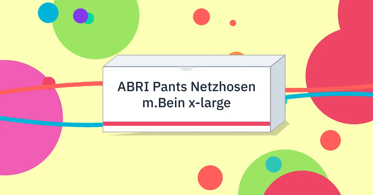 Symbolbild: Packung mit der Aufschrift ABRI Pants Netzhosen m.Bein x-large (PZN 07704000) – Verfügbarkeit und Bezug in Apotheken in Frankfurt am Main
