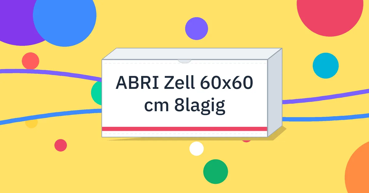 Symbolbild: Packung mit der Aufschrift ABRI Zell 60x60 cm 8lagig (PZN 09201697) – Verfügbarkeit und Bezug in Apotheken in Frankfurt am Main