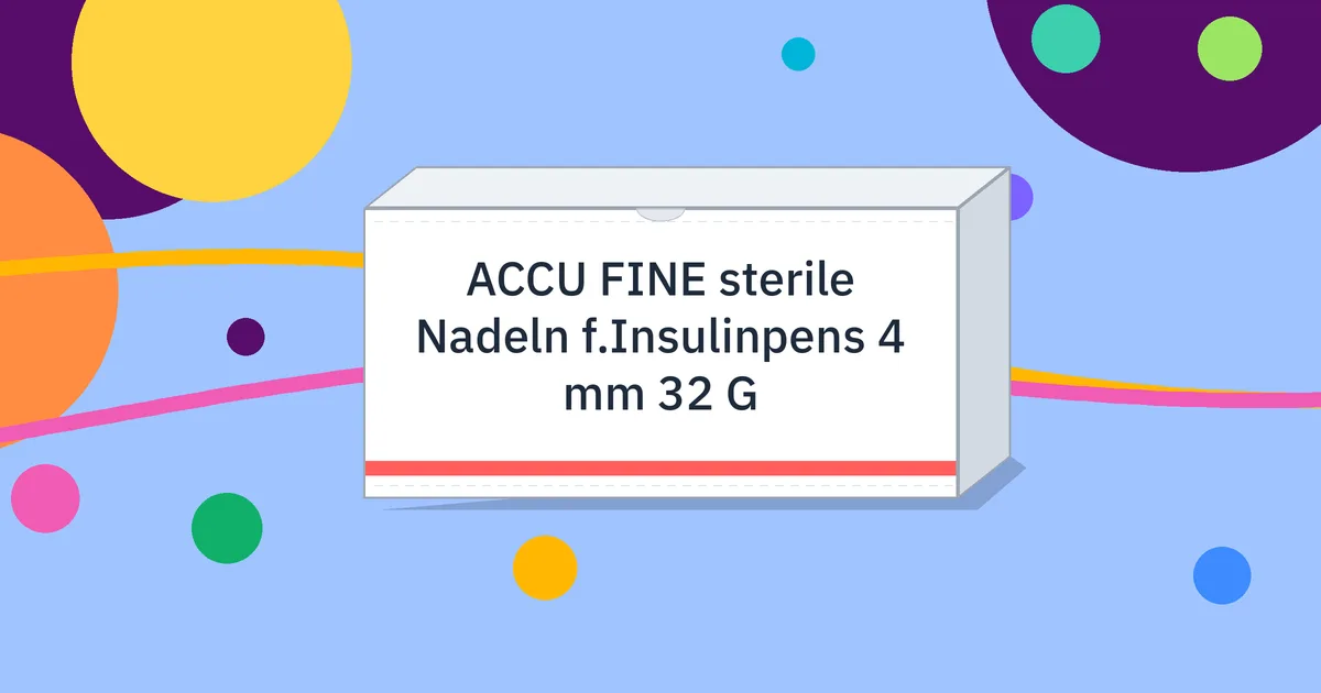 Symbolbild: Packung mit der Aufschrift ACCU FINE sterile Nadeln f.Insulinpens 4 mm 32 G (PZN 14201021) – Verfügbarkeit und Bezug in Apotheken in Frankfurt am Main