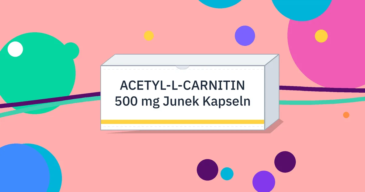 Symbolbild: Packung mit der Aufschrift ACETYL-L-CARNITIN 500 mg Junek Kapseln (PZN 00136550) – Verfügbarkeit und Bezug in Apotheken in Frankfurt am Main