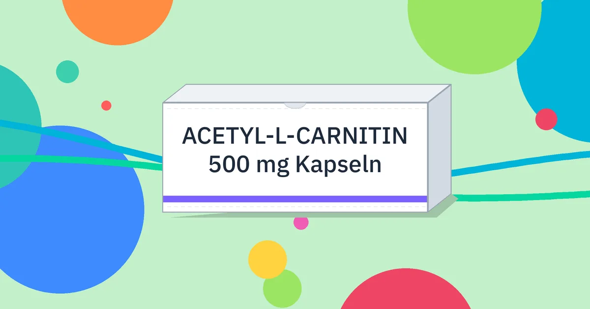 Symbolbild: Packung mit der Aufschrift ACETYL-L-CARNITIN 500 mg Kapseln (PZN 02367437) – Verfügbarkeit und Bezug in Apotheken in Frankfurt am Main