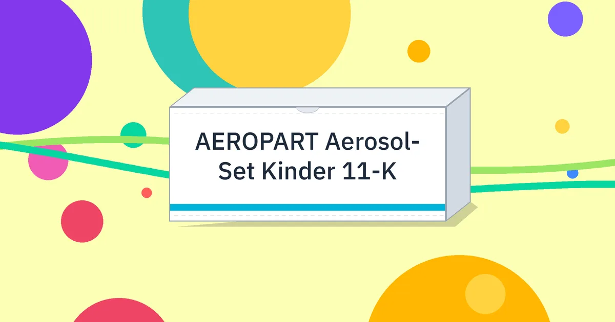 Symbolbild: Packung mit der Aufschrift AEROPART Aerosol-Set Kinder 11-K (PZN 19631223) – Verfügbarkeit und Bezug in Apotheken in Frankfurt am Main