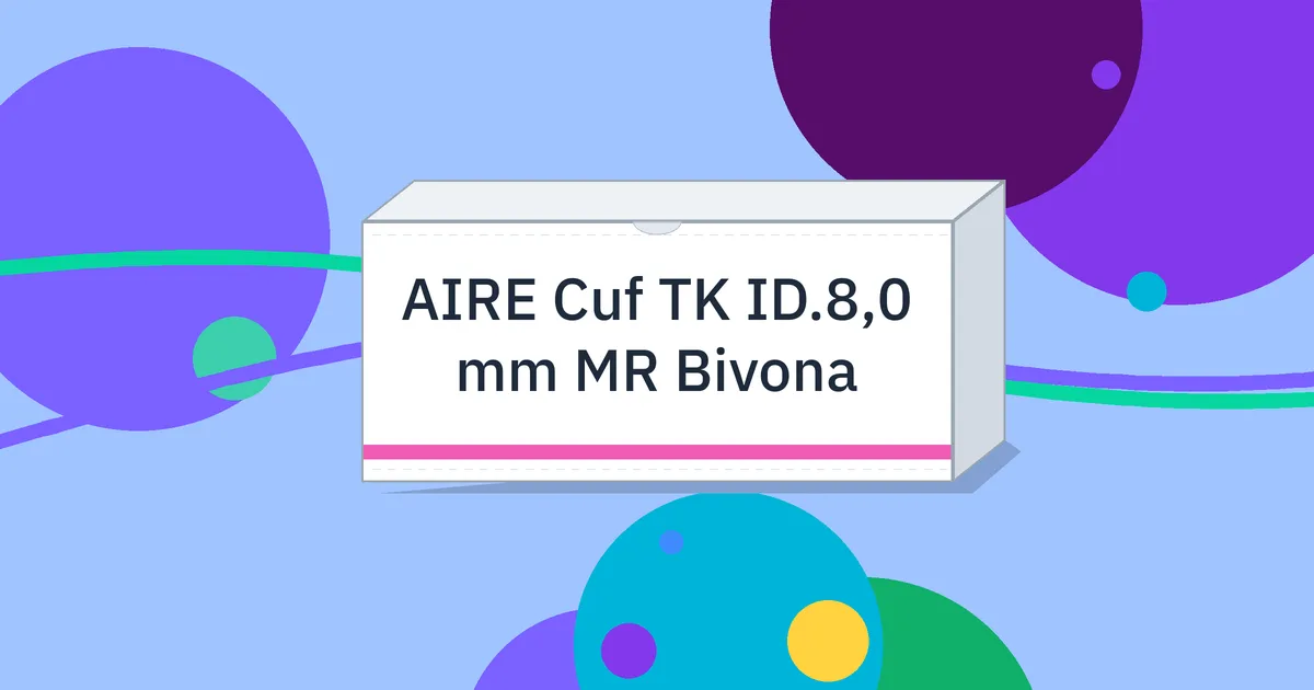 Symbolbild: Packung mit der Aufschrift AIRE Cuf TK ID.8,0 mm MR Bivona (PZN 01577517) – Verfügbarkeit und Bezug in Apotheken in Frankfurt am Main