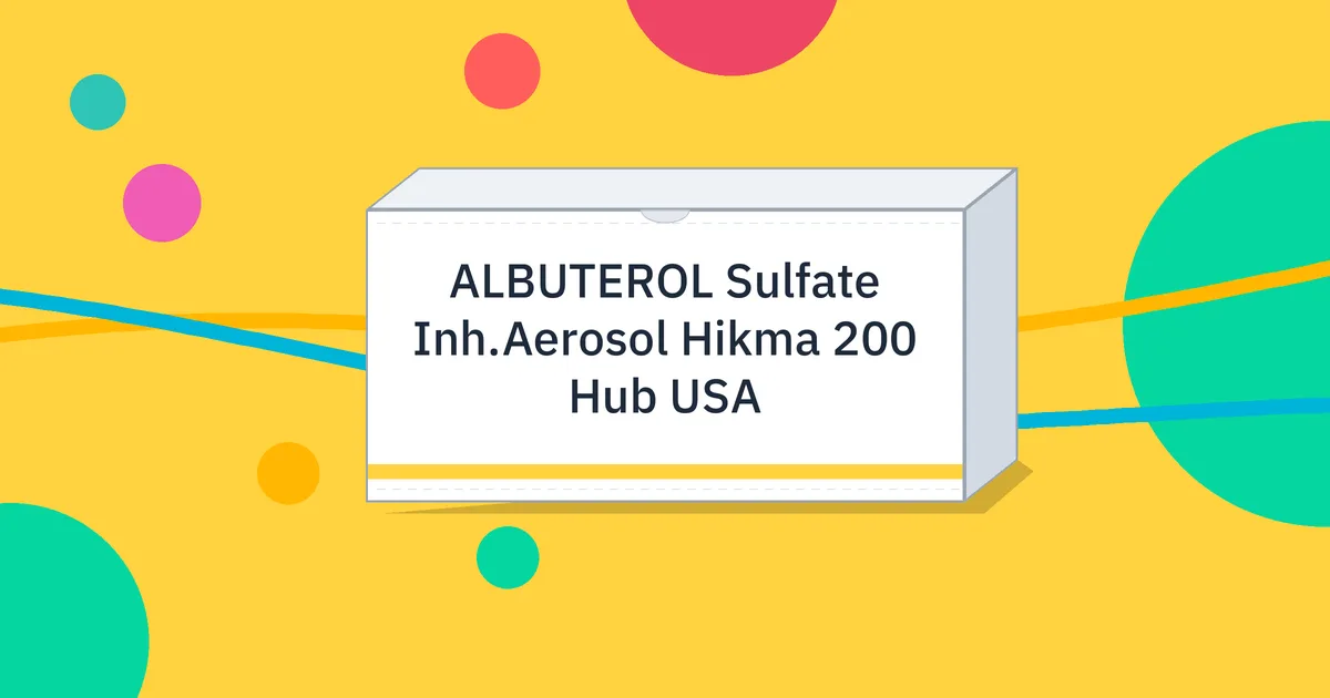 Symbolbild: Packung mit der Aufschrift ALBUTEROL Sulfate Inh.Aerosol Hikma 200 Hub USA (PZN 19267929) – Verfügbarkeit und Bezug in Apotheken in Frankfurt am Main
