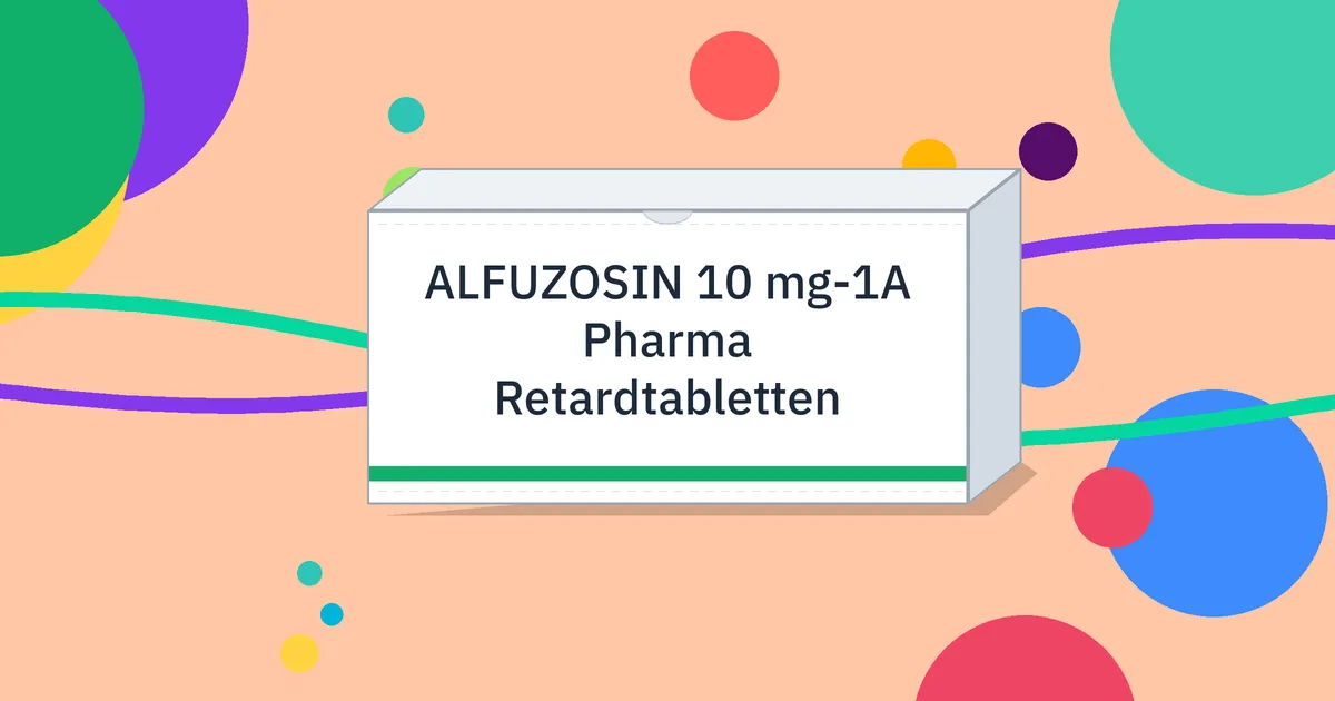 Symbolbild: Packung mit der Aufschrift ALFUZOSIN 10 mg-1A Pharma Retardtabletten (PZN 06963969) – Verfügbarkeit und Bezug in Apotheken in Frankfurt am Main