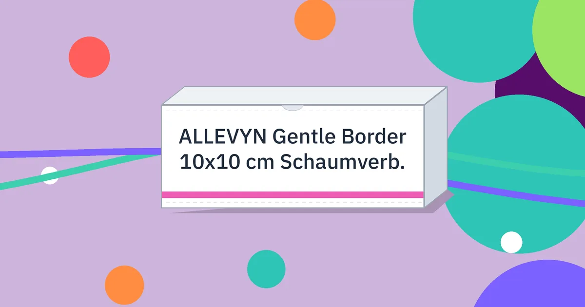 Symbolbild: Packung mit der Aufschrift ALLEVYN Gentle Border 10x10 cm Schaumverb. (PZN 14261201) – Verfügbarkeit und Bezug in Apotheken in Frankfurt am Main