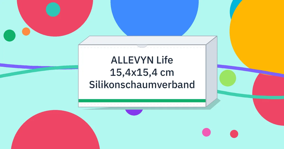 Symbolbild: Packung mit der Aufschrift ALLEVYN Life 15,4x15,4 cm Silikonschaumverband (PZN 19904721) – Verfügbarkeit und Bezug in Apotheken in Frankfurt am Main