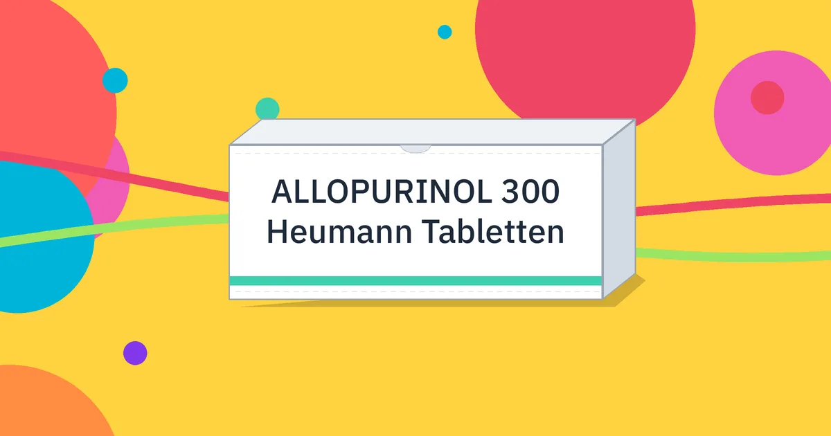 Symbolbild: Packung mit der Aufschrift ALLOPURINOL 300 Heumann Tabletten (PZN 01564928) – Verfügbarkeit und Bezug in Apotheken in Frankfurt am Main