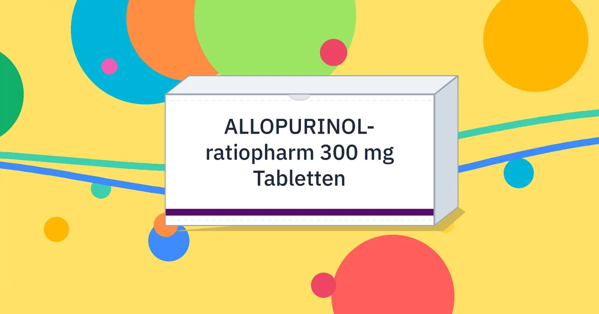 Symbolbild: Packung mit der Aufschrift ALLOPURINOL-ratiopharm 300 mg Tabletten (PZN 02079997) – Verfügbarkeit und Bezug in Apotheken in Frankfurt am Main