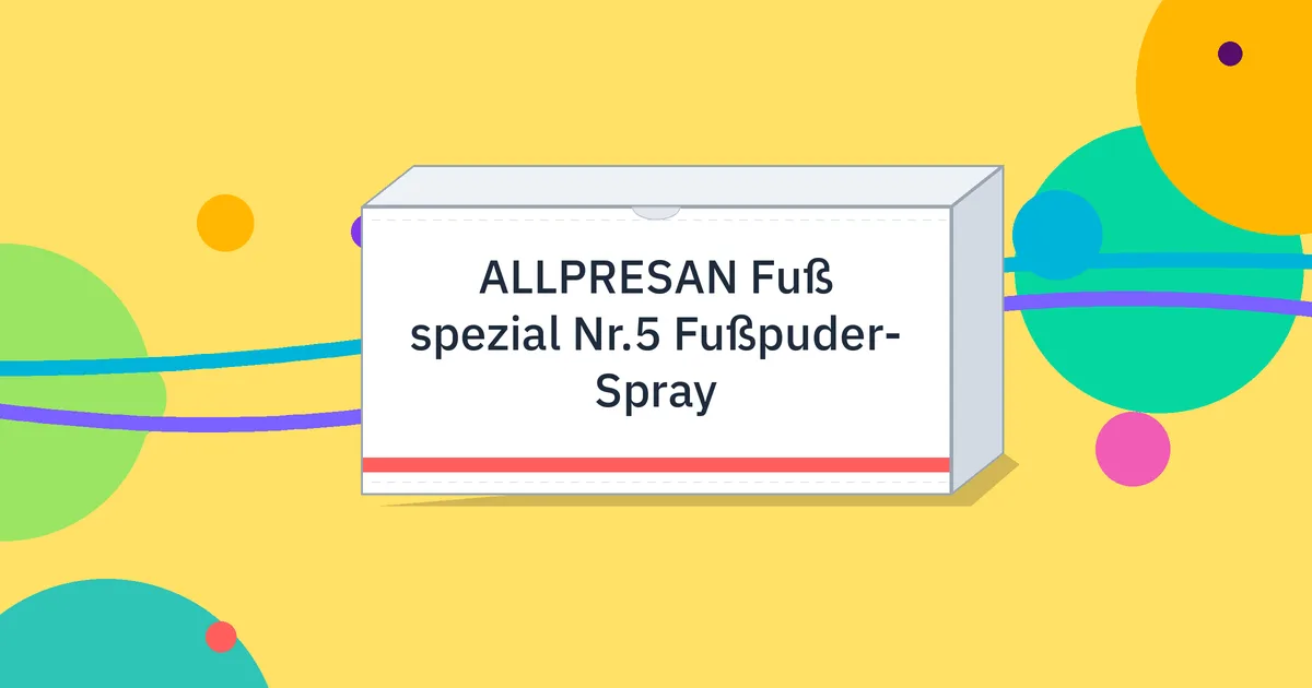 Symbolbild: Packung mit der Aufschrift ALLPRESAN Fuß spezial Nr.5 Fußpuder-Spray (PZN 18887423) – Verfügbarkeit und Bezug in Apotheken in Frankfurt am Main