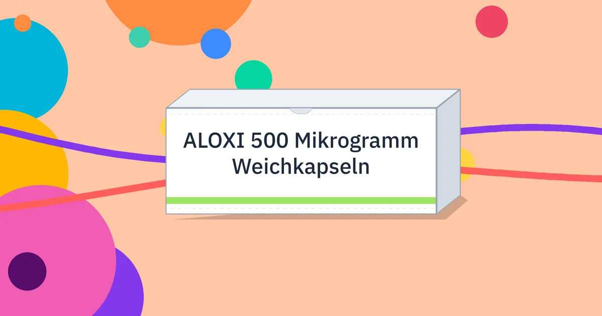 Symbolbild: Packung mit der Aufschrift ALOXI 500 Mikrogramm Weichkapseln (PZN 11229562) – Verfügbarkeit und Bezug in Apotheken in Frankfurt am Main