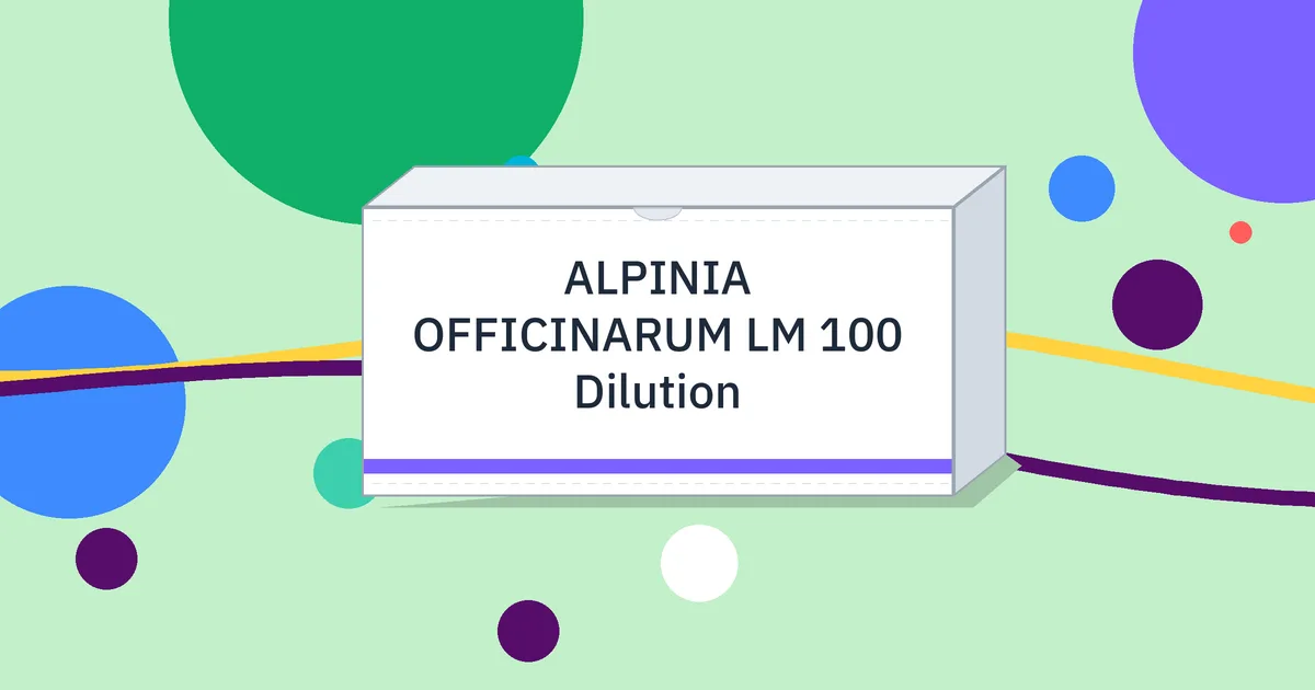 Symbolbild: Packung mit der Aufschrift ALPINIA OFFICINARUM LM 100 Dilution (PZN 13314154) – Verfügbarkeit und Bezug in Apotheken in Frankfurt am Main