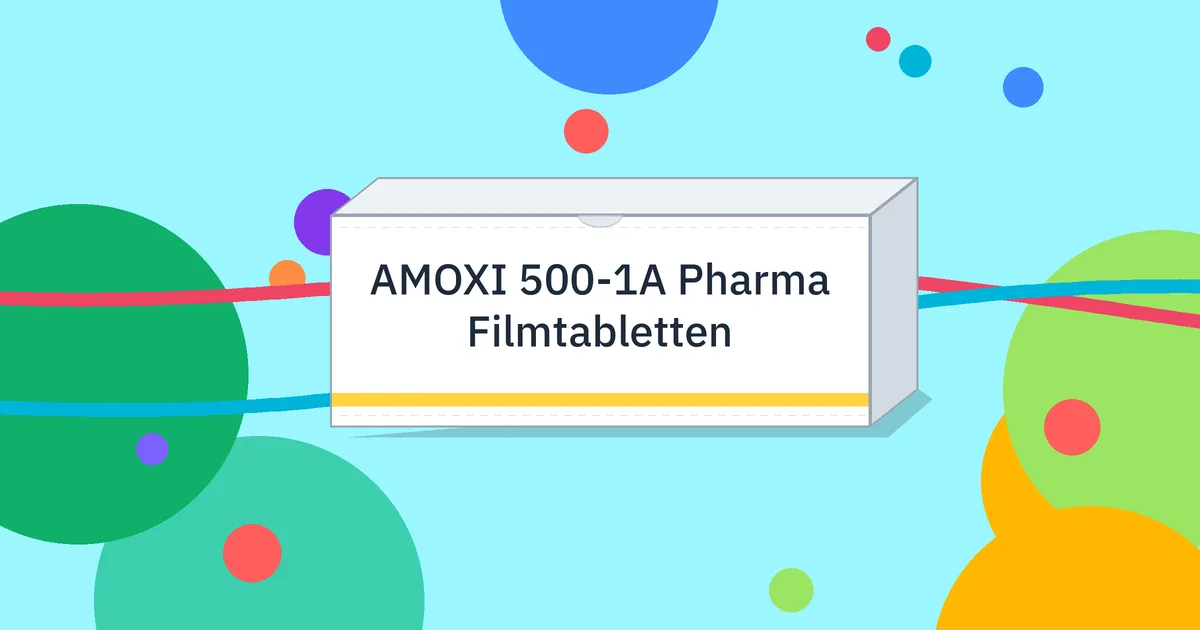 Symbolbild: Packung mit der Aufschrift AMOXI 500-1A Pharma Filmtabletten (PZN 03410974) – Verfügbarkeit und Bezug in Apotheken in Frankfurt am Main