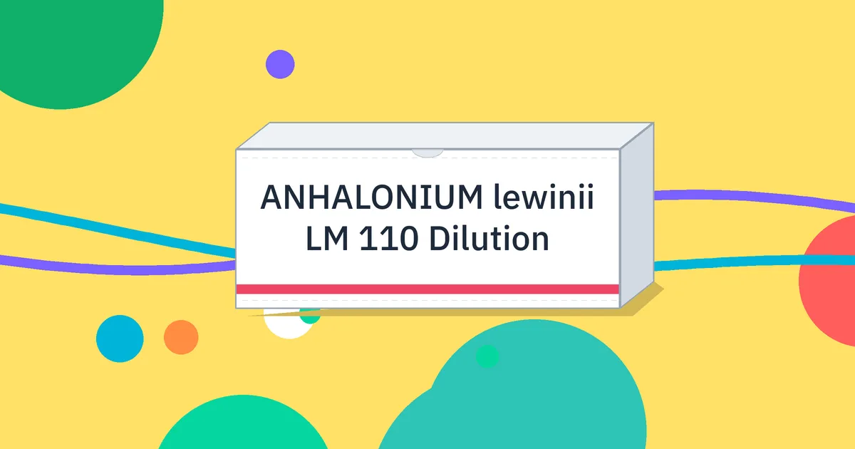 Symbolbild: Packung mit der Aufschrift ANHALONIUM lewinii LM 110 Dilution (PZN 13369215) – Verfügbarkeit und Bezug in Apotheken in Frankfurt am Main
