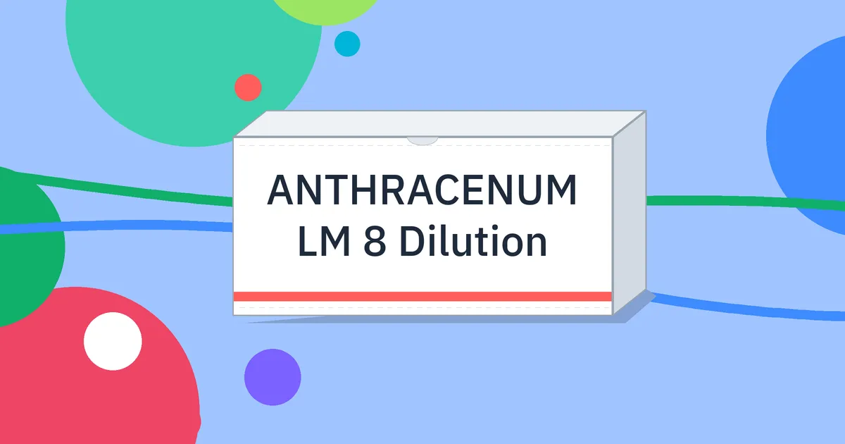 Symbolbild: Packung mit der Aufschrift ANTHRACENUM LM 8 Dilution (PZN 13370224) – Verfügbarkeit und Bezug in Apotheken in Frankfurt am Main