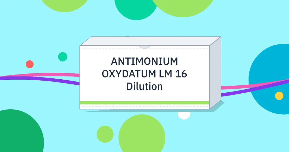Symbolbild: Packung mit der Aufschrift ANTIMONIUM OXYDATUM LM 16 Dilution (PZN 13374469) – Verfügbarkeit und Bezug in Apotheken in Frankfurt am Main