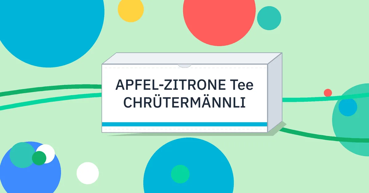 Symbolbild: Packung mit der Aufschrift APFEL-ZITRONE Tee CHRÜTERMÄNNLI (PZN 02448928) – Verfügbarkeit und Bezug in Apotheken in Frankfurt am Main