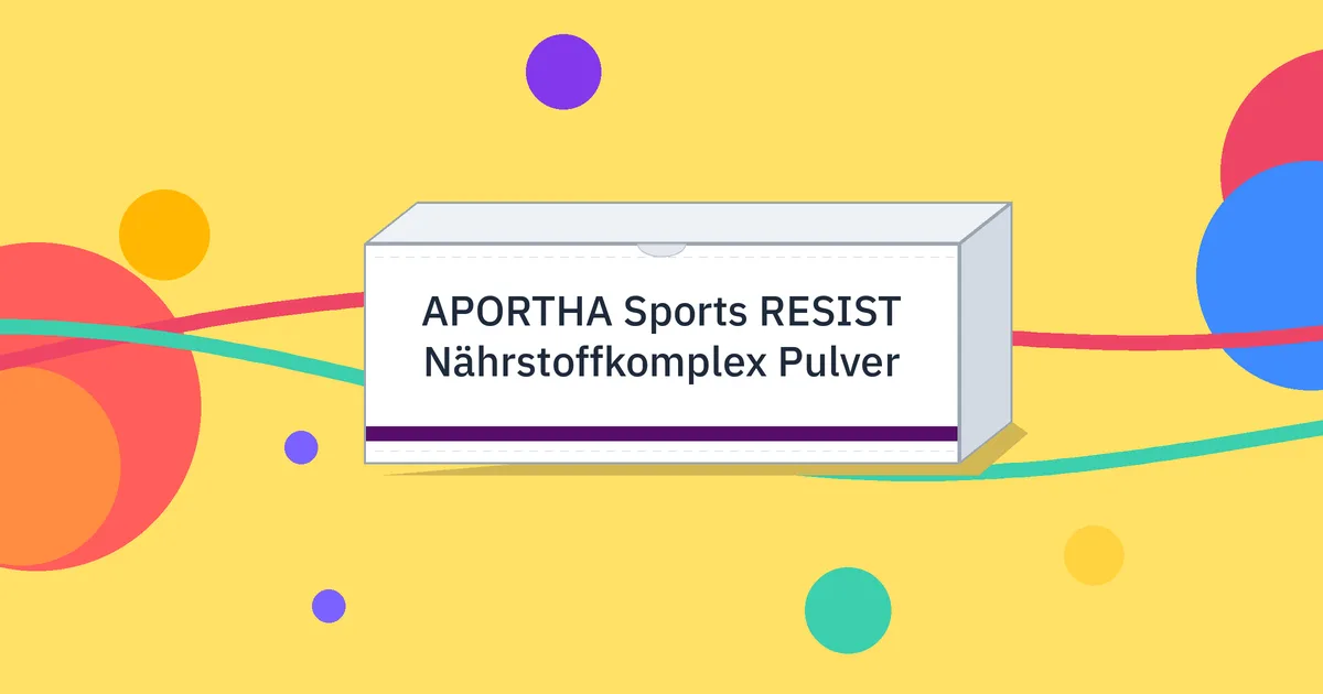 Symbolbild: Packung mit der Aufschrift APORTHA Sports RESIST Nährstoffkomplex Pulver (PZN 16138344) – Verfügbarkeit und Bezug in Apotheken in Frankfurt am Main