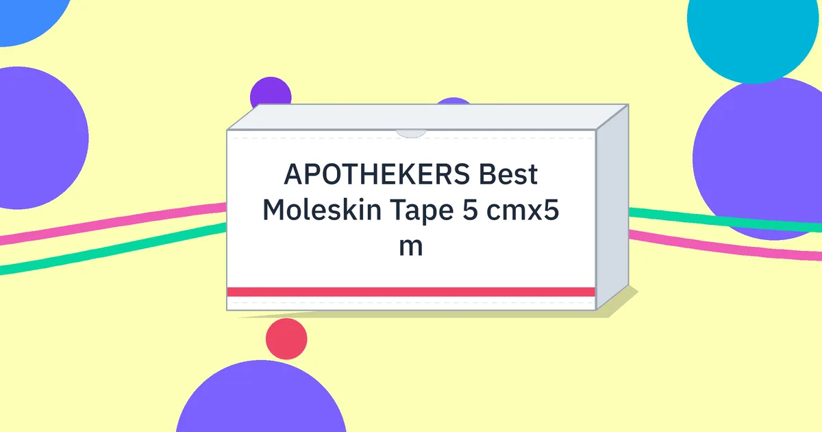 Symbolbild: Packung mit der Aufschrift APOTHEKERS Best Moleskin Tape 5 cmx5 m (PZN 20282880) – Verfügbarkeit und Bezug in Apotheken in Frankfurt am Main