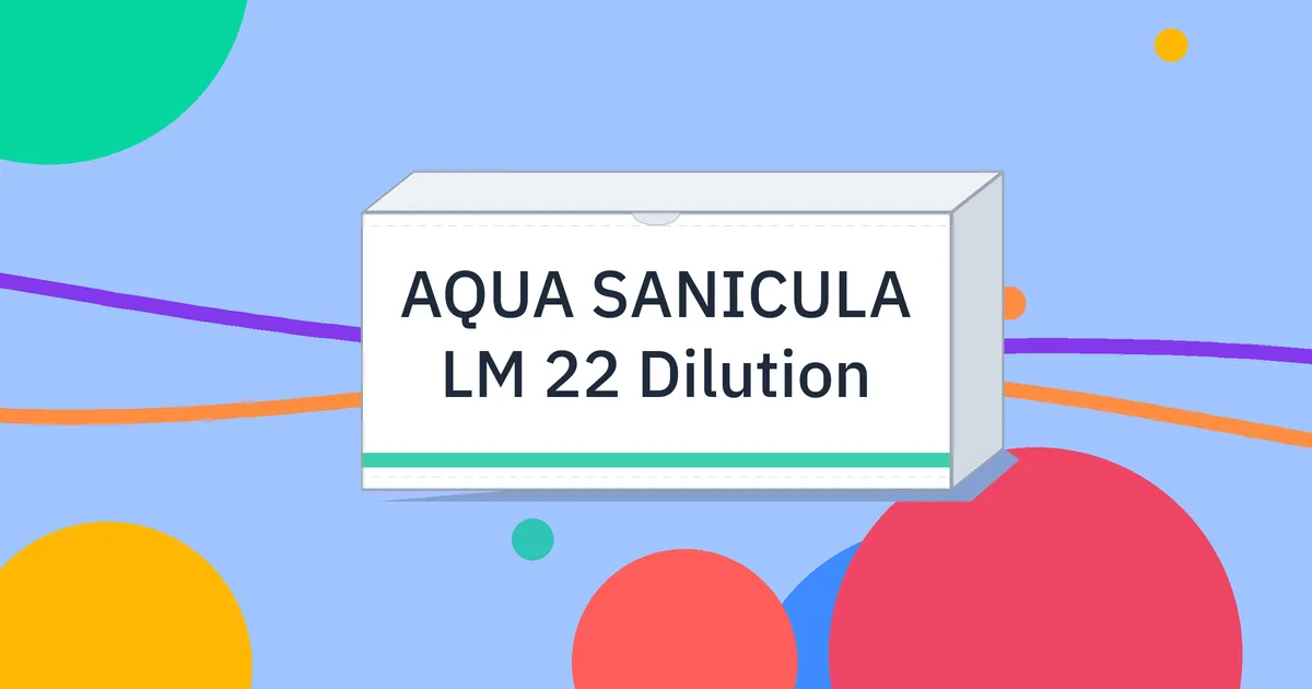 Symbolbild: Packung mit der Aufschrift AQUA SANICULA LM 22 Dilution (PZN 13382167) – Verfügbarkeit und Bezug in Apotheken in Frankfurt am Main