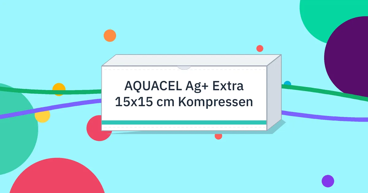 Symbolbild: Packung mit der Aufschrift AQUACEL Ag+ Extra 15x15 cm Kompressen (PZN 12397994) – Verfügbarkeit und Bezug in Apotheken in Frankfurt am Main