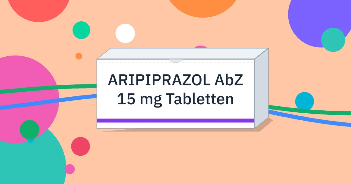 Symbolbild: Packung mit der Aufschrift ARIPIPRAZOL AbZ 15 mg Tabletten (PZN 10317896) – Verfügbarkeit und Bezug in Apotheken in Frankfurt am Main