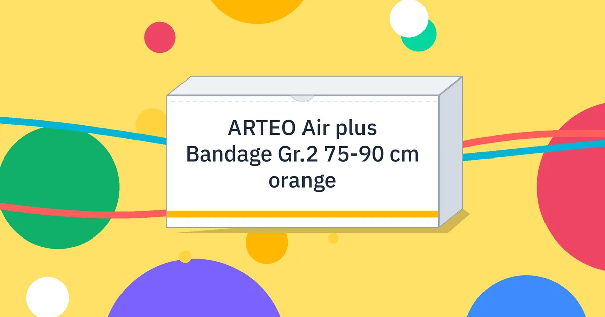Symbolbild: Packung mit der Aufschrift ARTEO Air plus Bandage Gr.2 75-90 cm orange (PZN 14175298) – Verfügbarkeit und Bezug in Apotheken in Frankfurt am Main