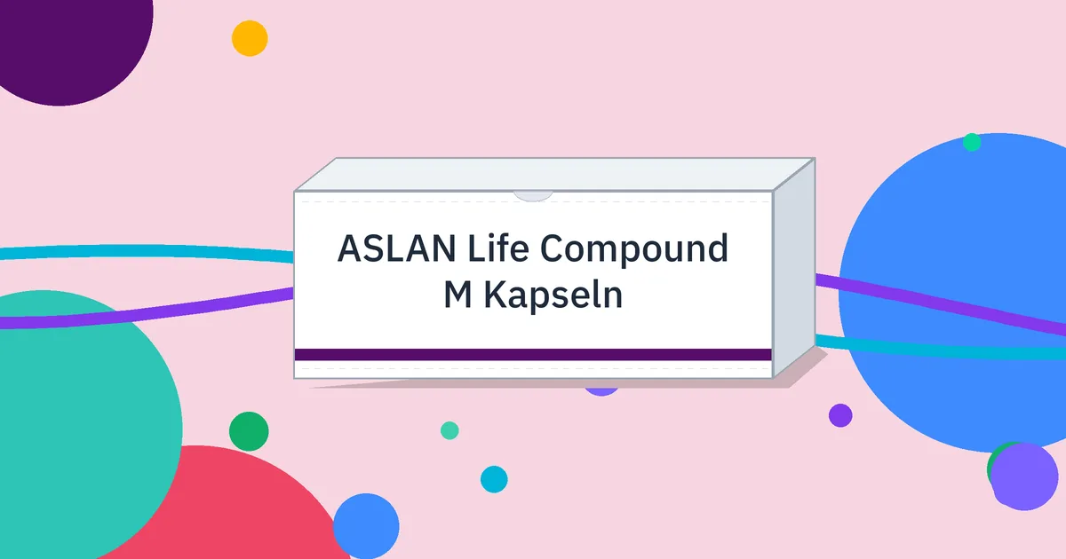 Symbolbild: Packung mit der Aufschrift ASLAN Life Compound M Kapseln (PZN 04834498) – Verfügbarkeit und Bezug in Apotheken in Frankfurt am Main