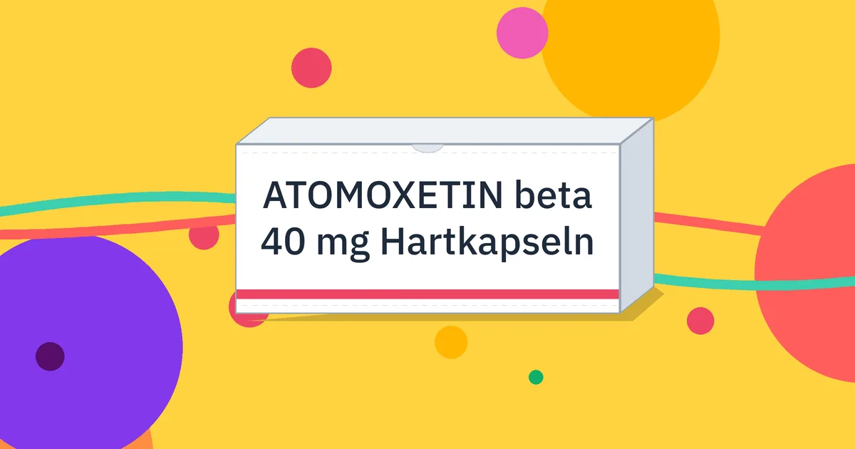 Symbolbild: Packung mit der Aufschrift ATOMOXETIN beta 40 mg Hartkapseln (PZN 14244160) – Verfügbarkeit und Bezug in Apotheken in Frankfurt am Main