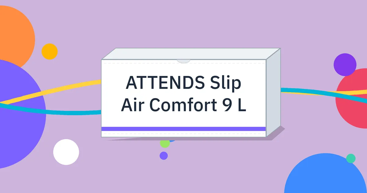 Symbolbild: Packung mit der Aufschrift ATTENDS Slip Air Comfort 9 L (PZN 19385008) – Verfügbarkeit und Bezug in Apotheken in Frankfurt am Main