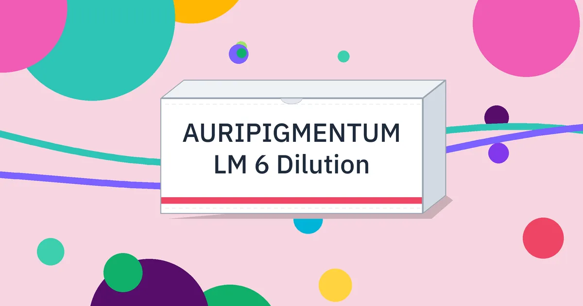 Symbolbild: Packung mit der Aufschrift AURIPIGMENTUM LM 6 Dilution (PZN 12782858) – Verfügbarkeit und Bezug in Apotheken in Frankfurt am Main