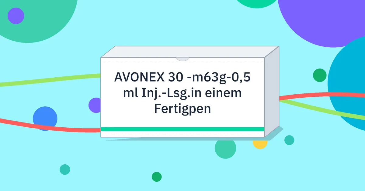 Symbolbild: Packung mit der Aufschrift AVONEX 30 -m63g-0,5 ml Inj.-Lsg.in einem Fertigpen (PZN 11657499) – Verfügbarkeit und Bezug in Apotheken in Frankfurt am Main