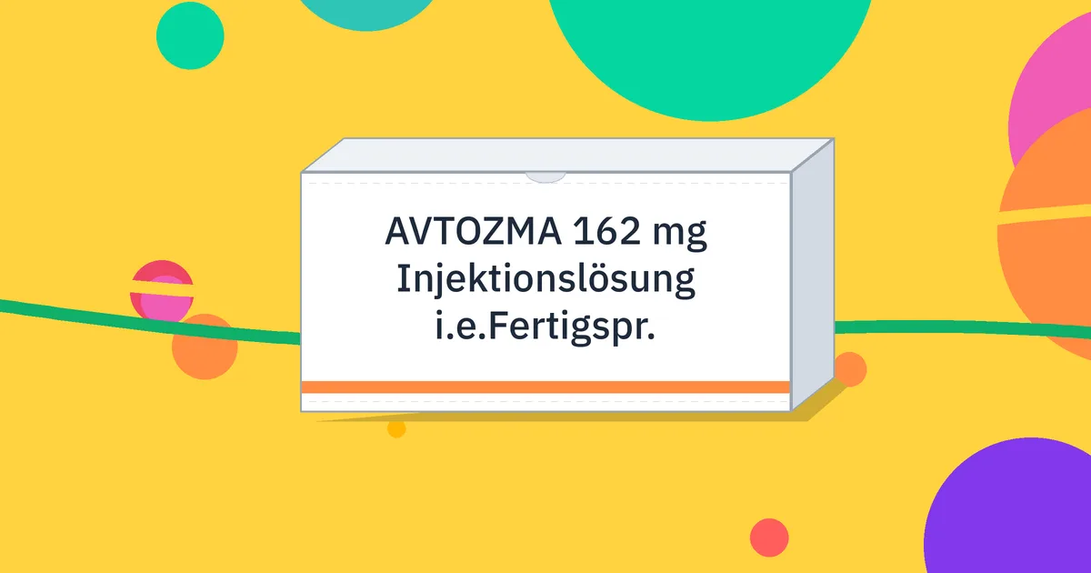 Symbolbild: Packung mit der Aufschrift AVTOZMA 162 mg Injektionslösung i.e.Fertigspr. (PZN 20657736) – Verfügbarkeit und Bezug in Apotheken in Frankfurt am Main