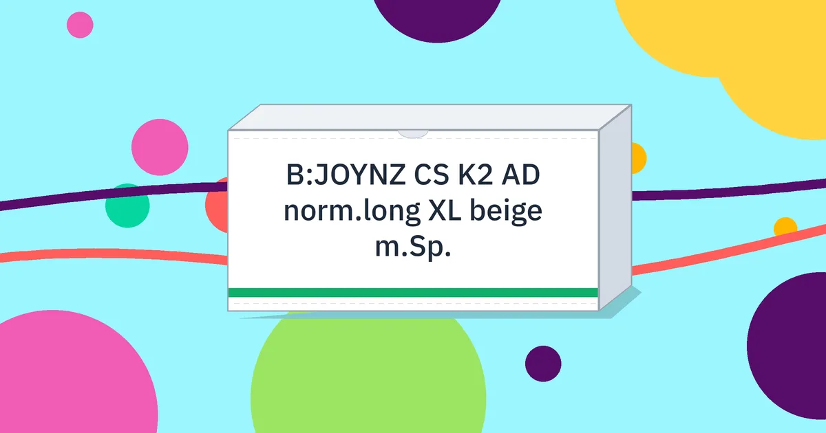 Symbolbild: Packung mit der Aufschrift B:JOYNZ CS K2 AD norm.long XL beige m.Sp. (PZN 20528588) – Verfügbarkeit und Bezug in Apotheken in Frankfurt am Main