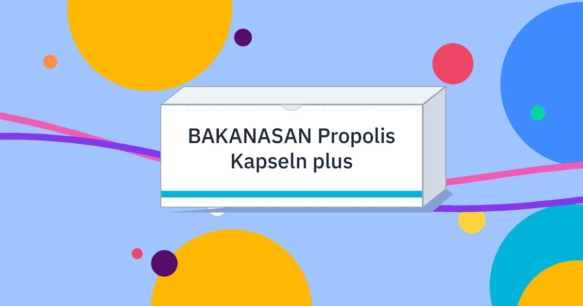 Symbolbild: Packung mit der Aufschrift BAKANASAN Propolis Kapseln plus (PZN 16663062) – Verfügbarkeit und Bezug in Apotheken in Frankfurt am Main