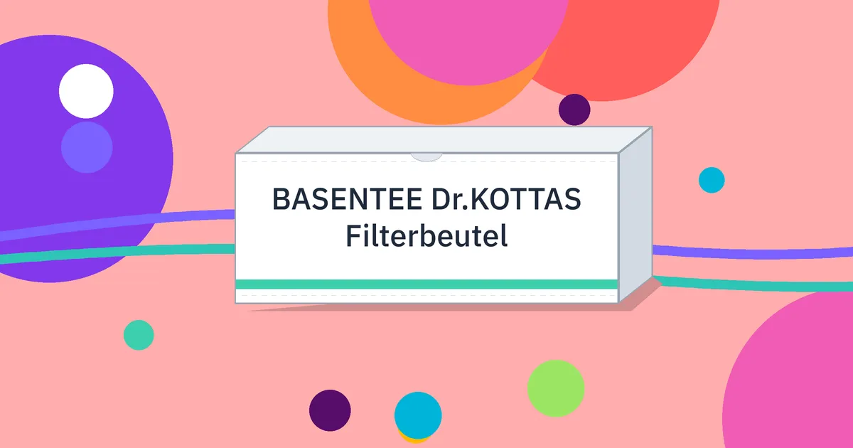 Symbolbild: Packung mit der Aufschrift BASENTEE Dr.KOTTAS Filterbeutel (PZN 09919934) – Verfügbarkeit und Bezug in Apotheken in Frankfurt am Main