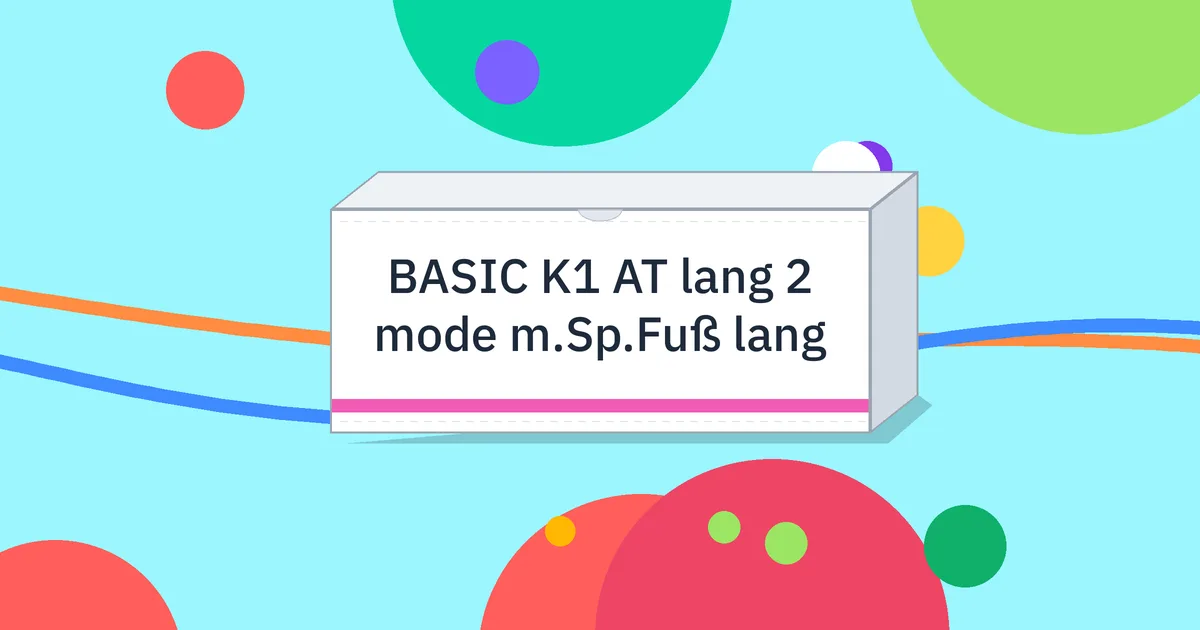 Symbolbild: Packung mit der Aufschrift BASIC K1 AT lang 2 mode m.Sp.Fuß lang (PZN 20262469) – Verfügbarkeit und Bezug in Apotheken in Frankfurt am Main