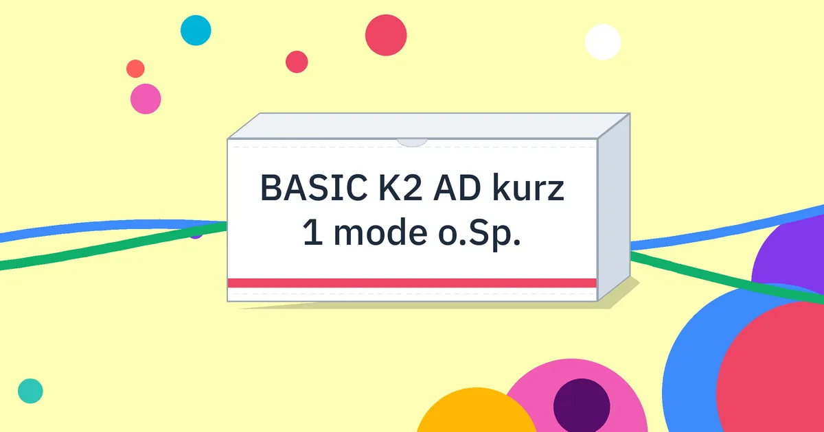 Symbolbild: Packung mit der Aufschrift BASIC K2 AD kurz 1 mode o.Sp. (PZN 20263693) – Verfügbarkeit und Bezug in Apotheken in Frankfurt am Main