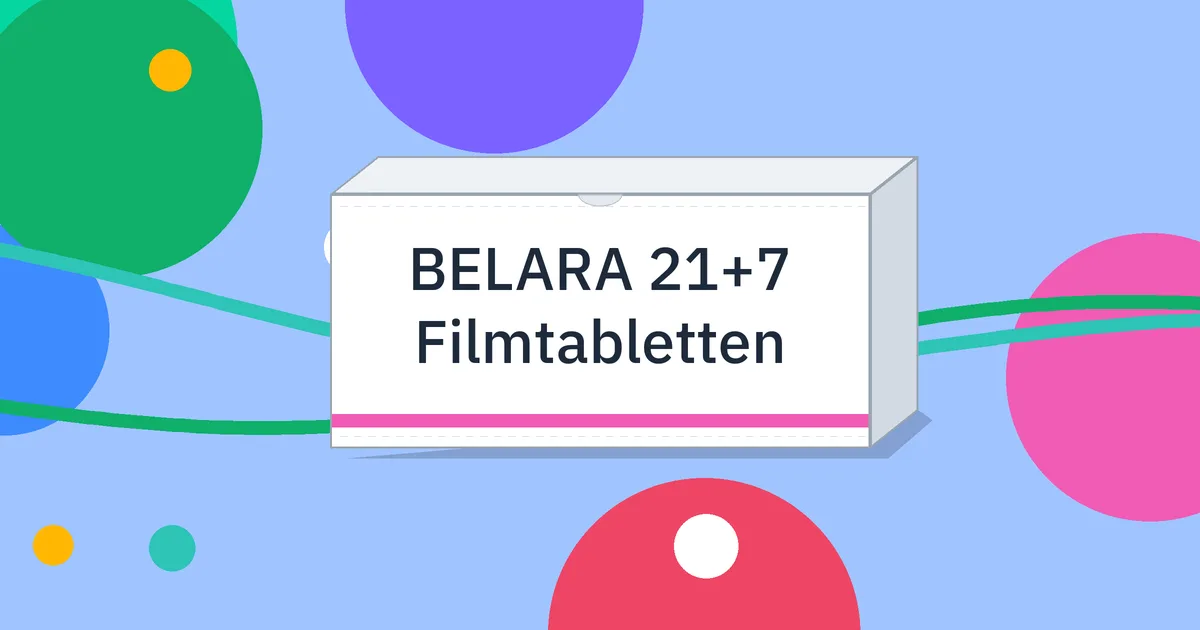 Symbolbild: Packung mit der Aufschrift BELARA 21+7 Filmtabletten (PZN 09505150) – Verfügbarkeit und Bezug in Apotheken in Frankfurt am Main