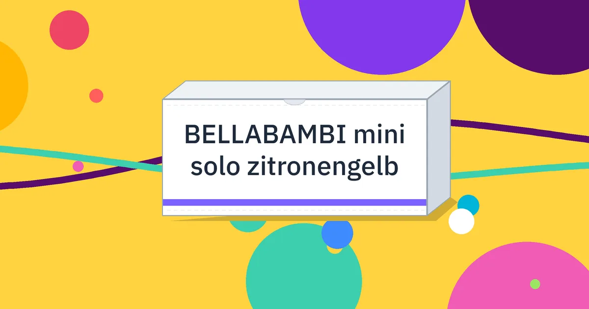 Symbolbild: Packung mit der Aufschrift BELLABAMBI mini solo zitronengelb (PZN 12425584) – Verfügbarkeit und Bezug in Apotheken in Frankfurt am Main