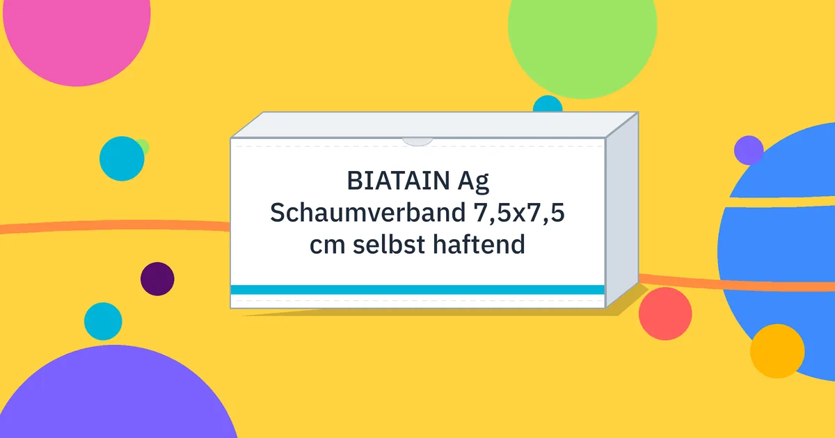 Symbolbild: Packung mit der Aufschrift BIATAIN Ag Schaumverband 7,5x7,5 cm selbst haftend (PZN 19348415) – Verfügbarkeit und Bezug in Apotheken in Frankfurt am Main