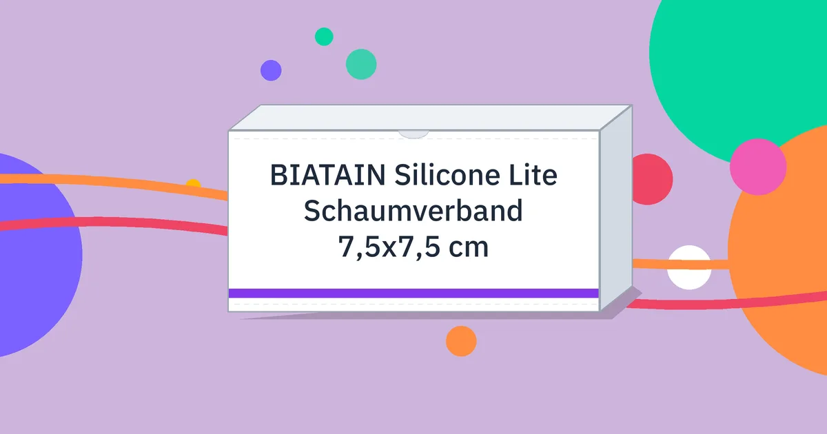Symbolbild: Packung mit der Aufschrift BIATAIN Silicone Lite Schaumverband 7,5x7,5 cm (PZN 19957108) – Verfügbarkeit und Bezug in Apotheken in Frankfurt am Main
