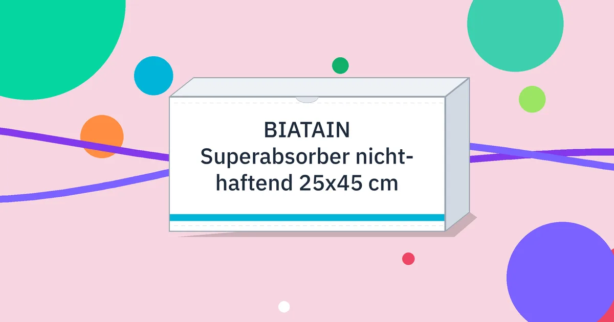 Symbolbild: Packung mit der Aufschrift BIATAIN Superabsorber nicht-haftend 25x45 cm (PZN 19768399) – Verfügbarkeit und Bezug in Apotheken in Frankfurt am Main
