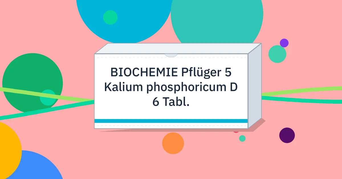 Symbolbild: Packung mit der Aufschrift BIOCHEMIE Pflüger 5 Kalium phosphoricum D 6 Tabl. (PZN 06319180) – Verfügbarkeit und Bezug in Apotheken in Frankfurt am Main