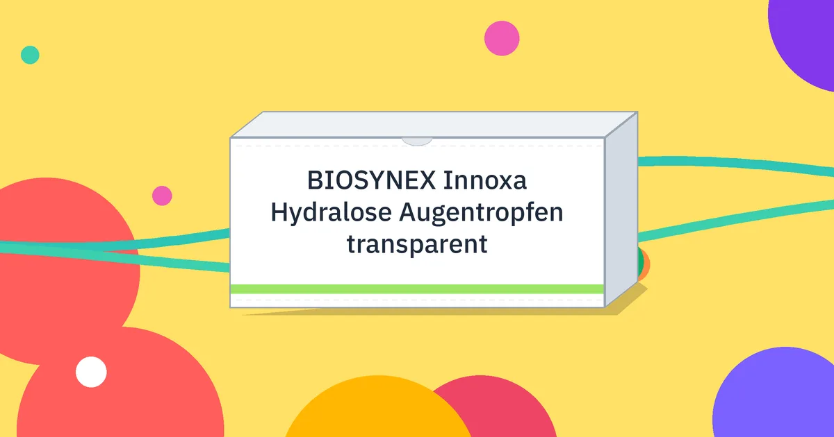 Symbolbild: Packung mit der Aufschrift BIOSYNEX Innoxa Hydralose Augentropfen transparent (PZN 20799442) – Verfügbarkeit und Bezug in Apotheken in Frankfurt am Main