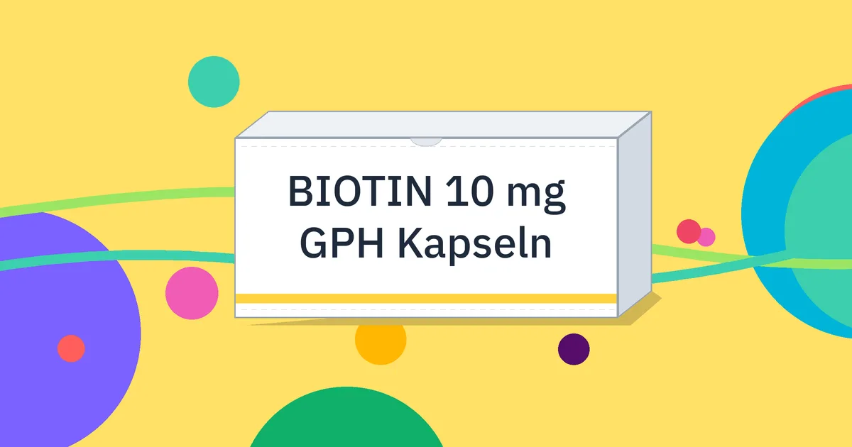 Symbolbild: Packung mit der Aufschrift BIOTIN 10 mg GPH Kapseln (PZN 13250945) – Verfügbarkeit und Bezug in Apotheken in Frankfurt am Main