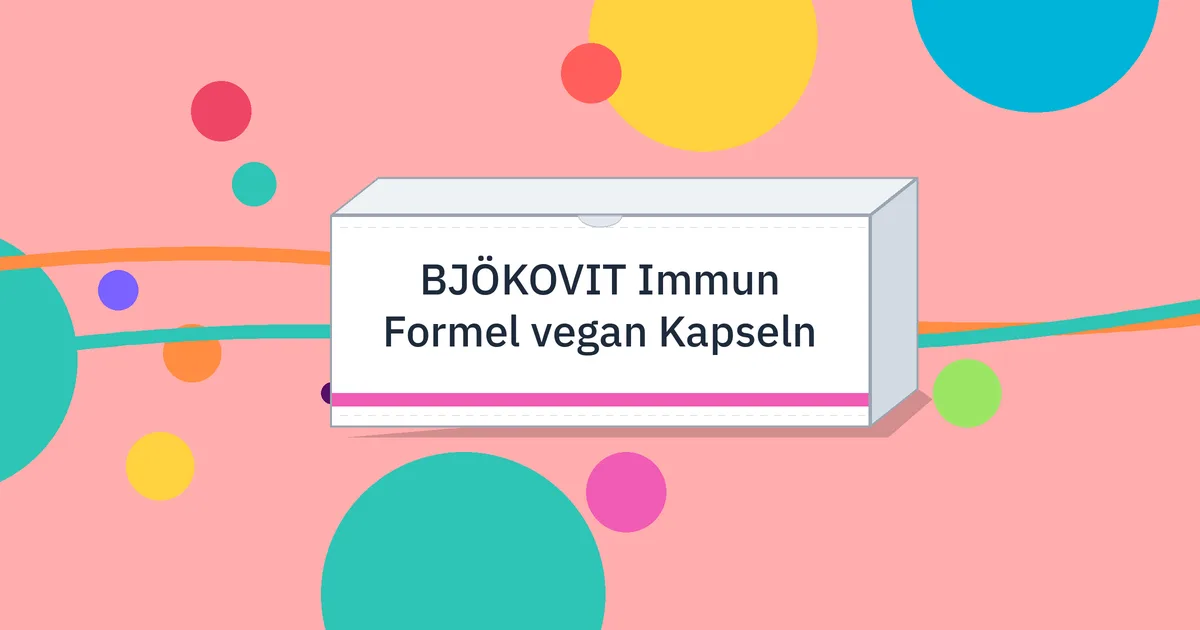 Symbolbild: Packung mit der Aufschrift BJÖKOVIT Immun Formel vegan Kapseln (PZN 14295298) – Verfügbarkeit und Bezug in Apotheken in Frankfurt am Main