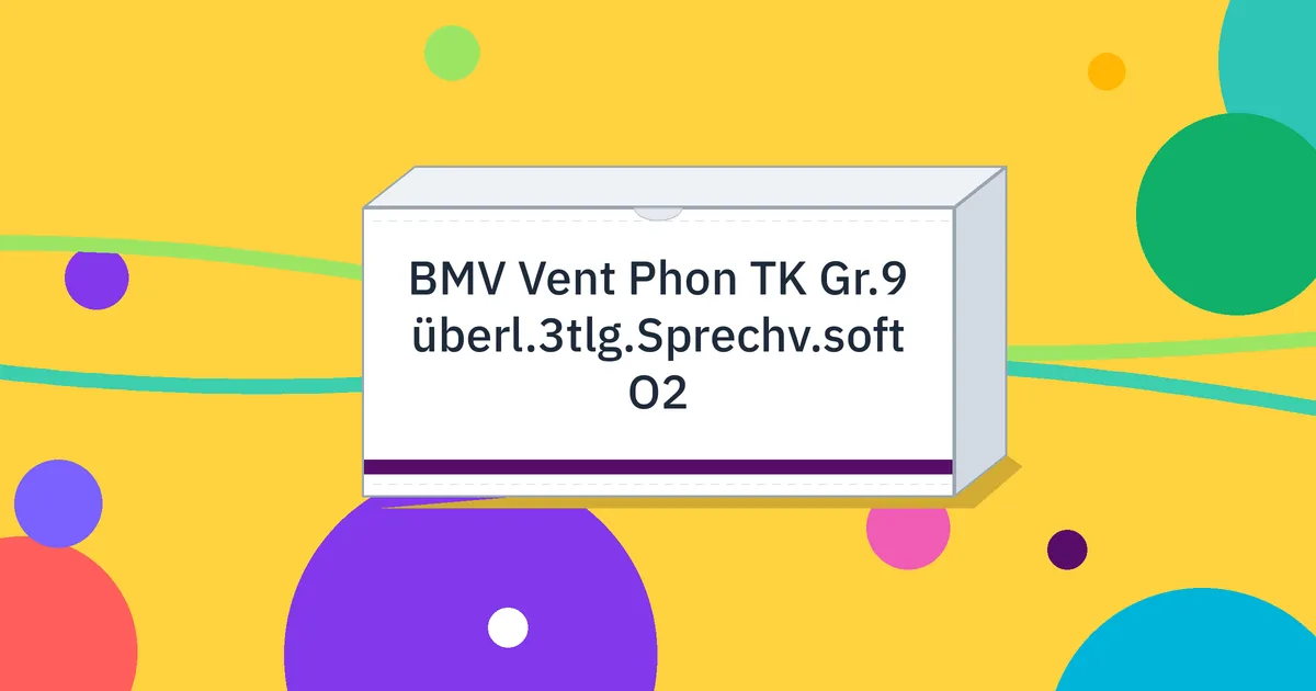 Symbolbild: Packung mit der Aufschrift BMV Vent Phon TK Gr.9 überl.3tlg.Sprechv.soft O2 (PZN 18386069) – Verfügbarkeit und Bezug in Apotheken in Frankfurt am Main