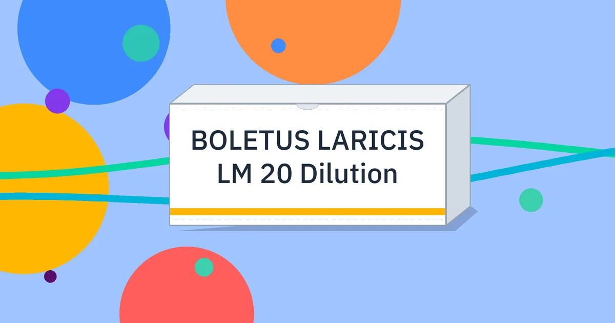 Symbolbild: Packung mit der Aufschrift BOLETUS LARICIS LM 20 Dilution (PZN 13391433) – Verfügbarkeit und Bezug in Apotheken in Frankfurt am Main