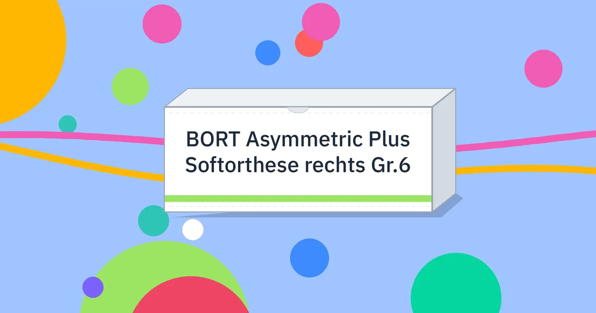 Symbolbild: Packung mit der Aufschrift BORT Asymmetric Plus Softorthese rechts Gr.6 (PZN 16843309) – Verfügbarkeit und Bezug in Apotheken in Frankfurt am Main